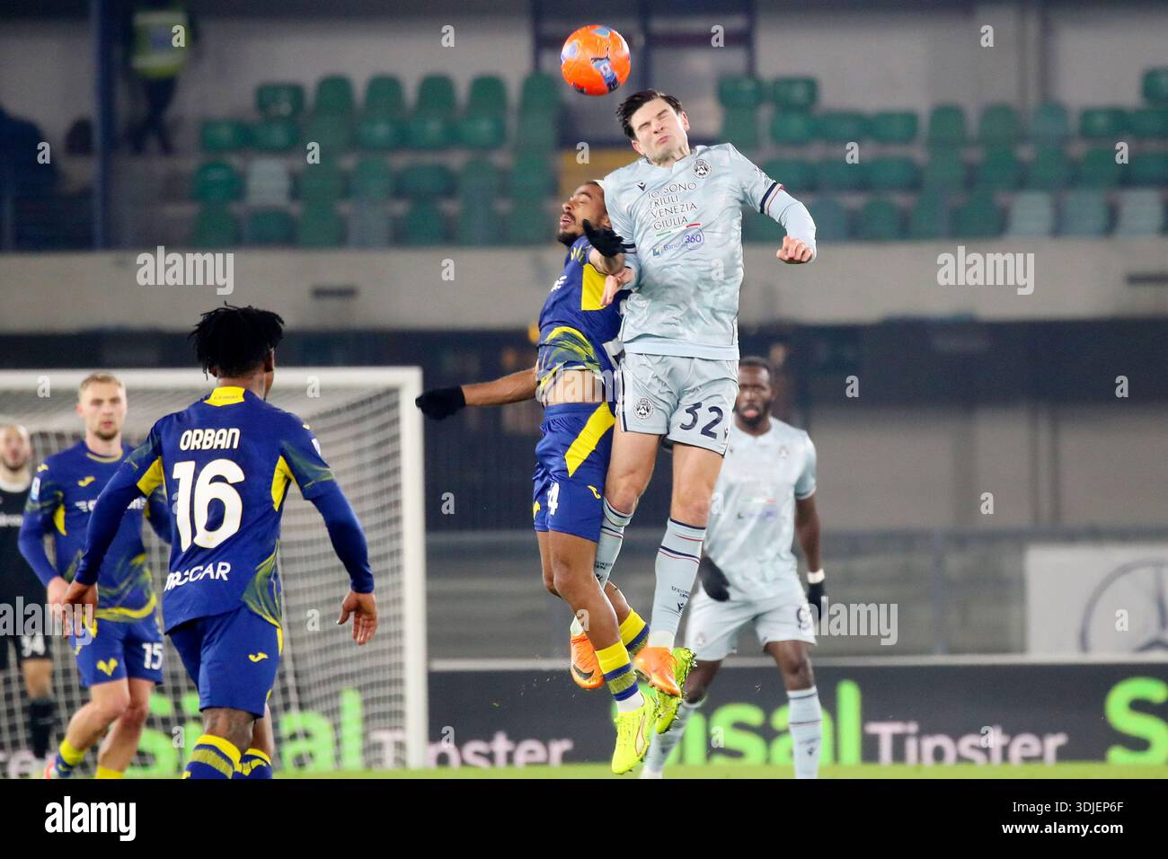 Udinese’s Ekkelenkamn Verona’s Antoine Bernede during the Serie A ...
