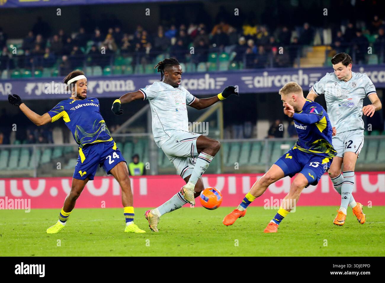 Udinese's Oumar Solet Verona’s Victor Nelsson during the Serie A soccer ...