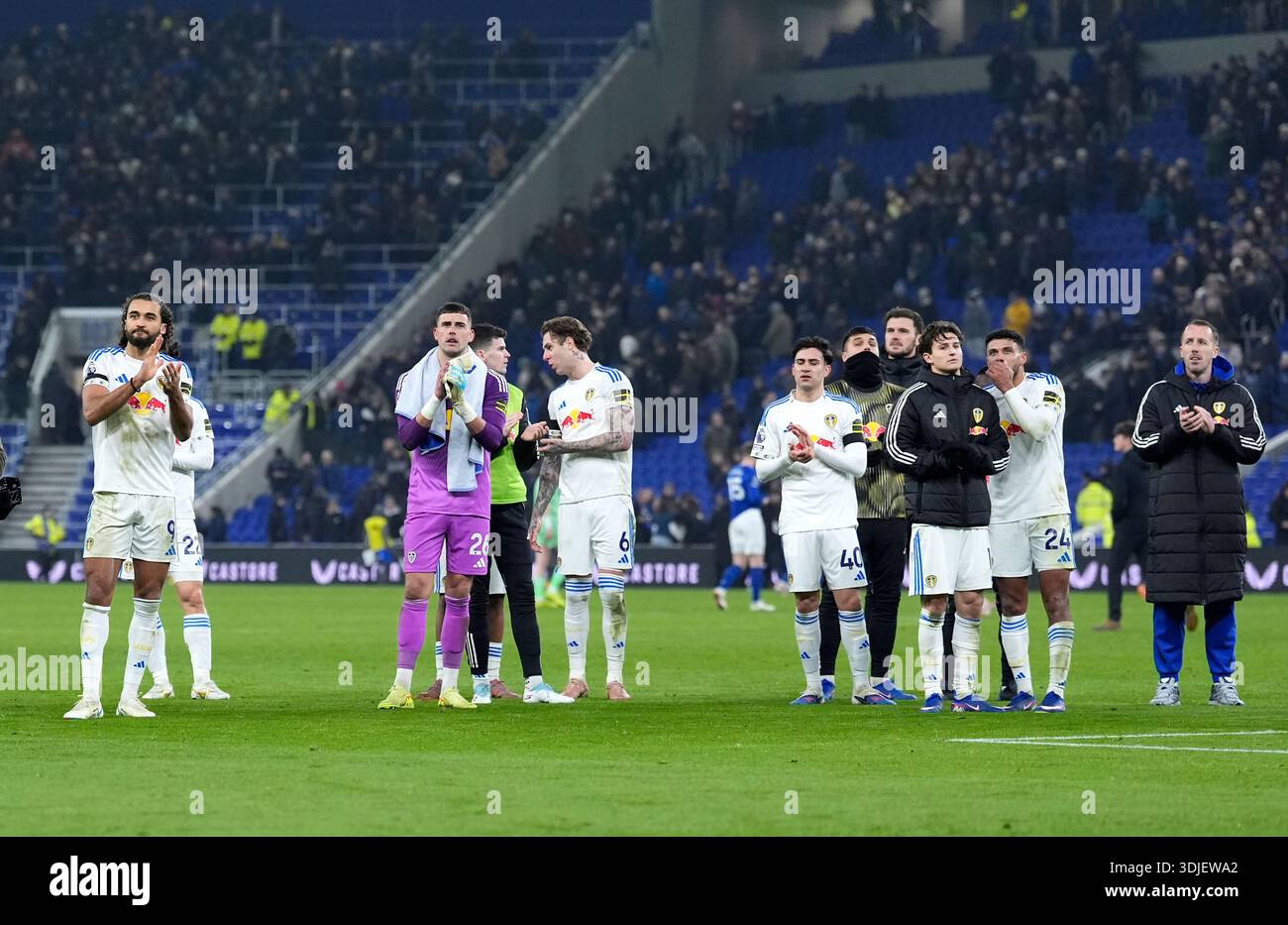 Leeds United player applaud the fans following the Premier League match ...