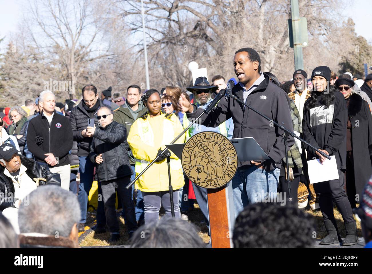 U.S. Rep. Joe Neguse (D-CO) addresses attendees at the Martin Luther ...