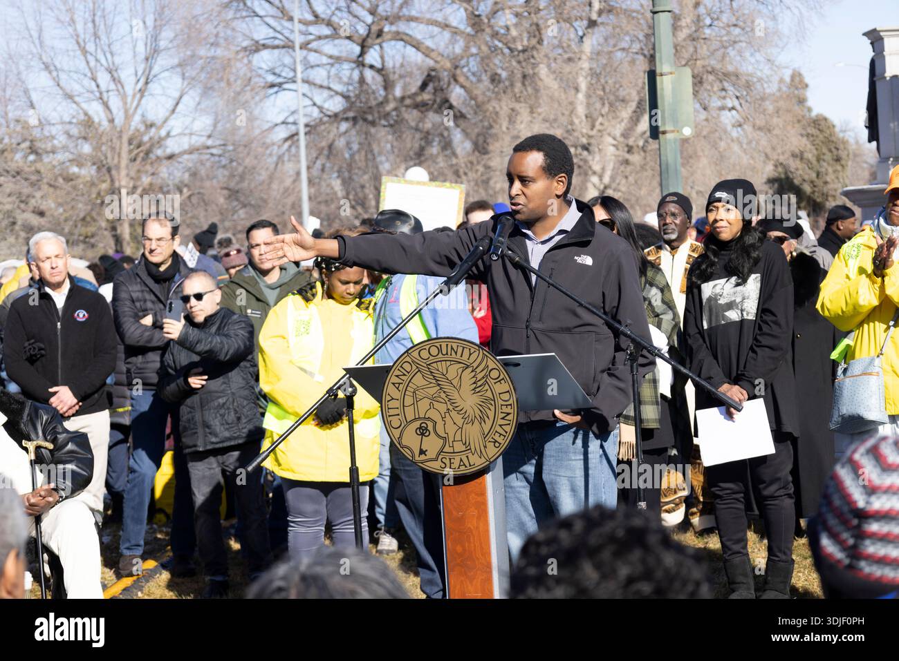 U.S. Rep. Joe Neguse (D-CO) addresses attendees at the Martin Luther ...