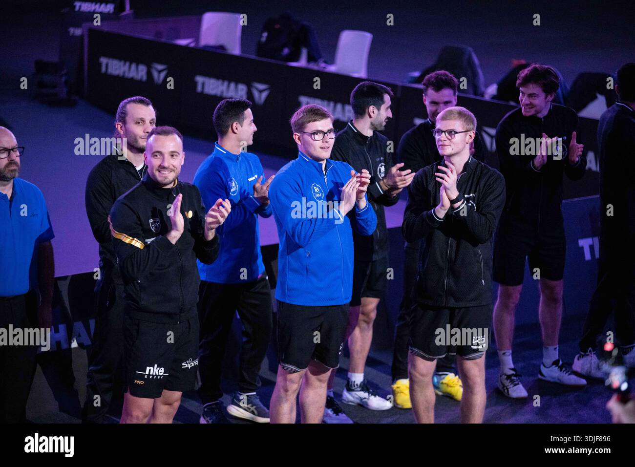 Simon Gauzy of Hennebont and Felix and Alexis Lebrun of Montpellier ...