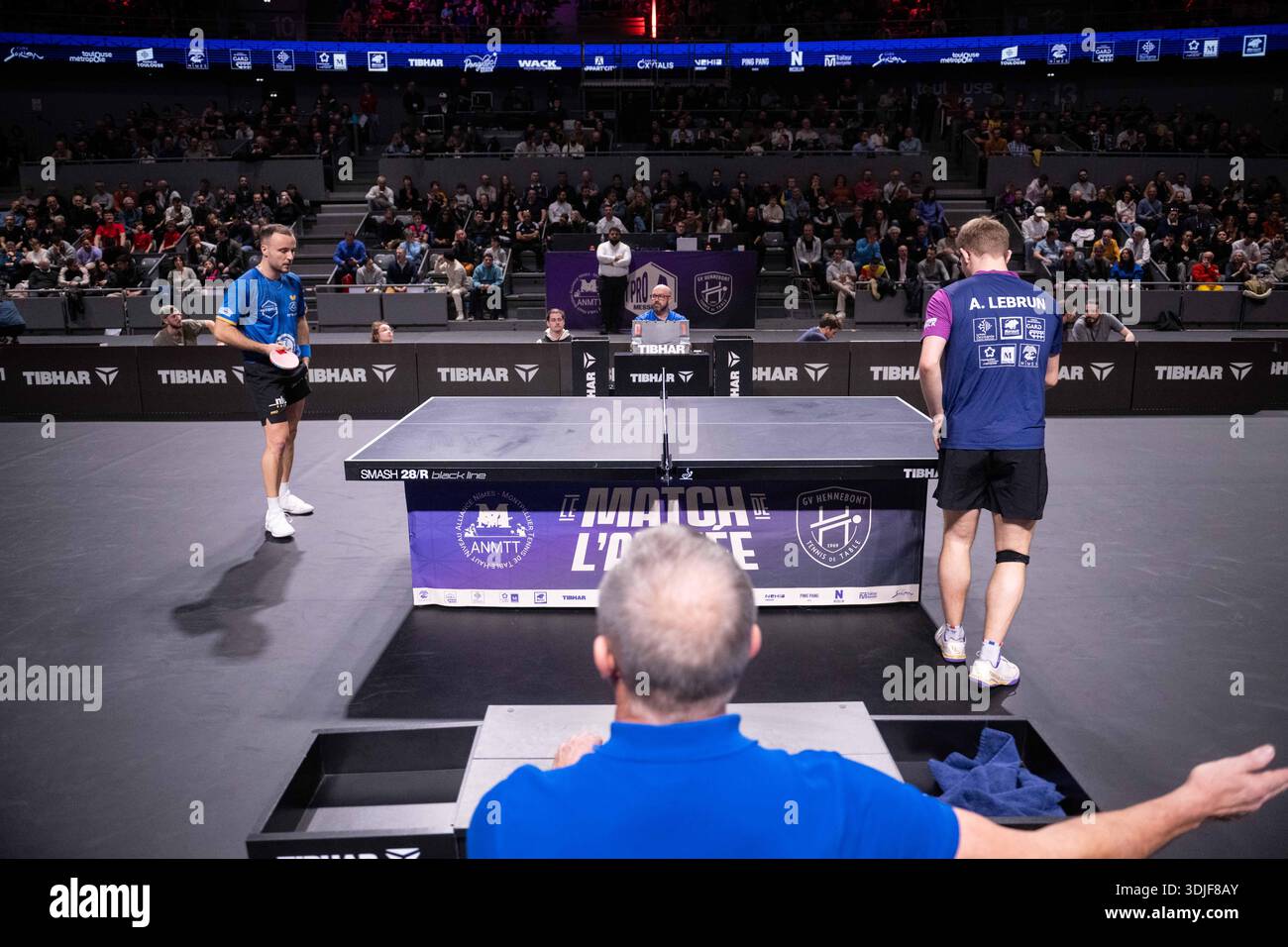 Simon Gauzy of Hennebont and Alexis Lebrun of Montpellier during Pro A ...