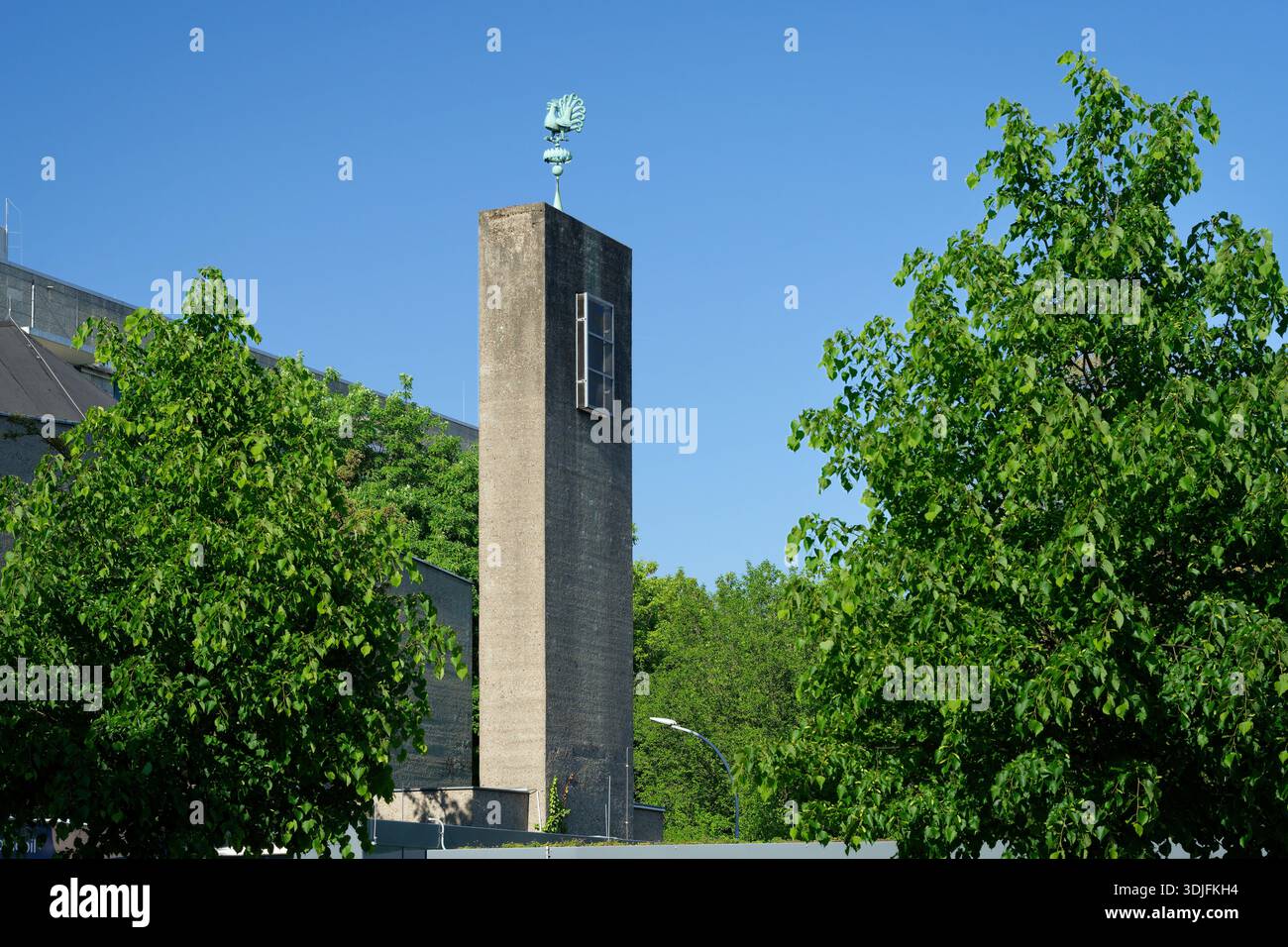 The brutalist concrete tower of the Catholic clinic church St. Johannes ...