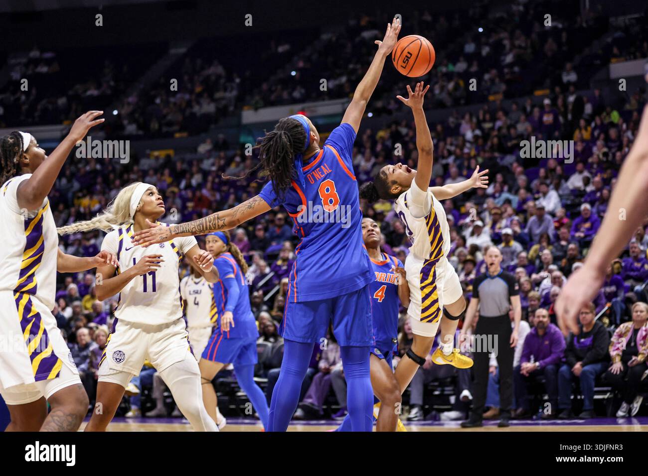 January 26, 2026: LSU's Jada Richard (30) has her shot blocked by ...