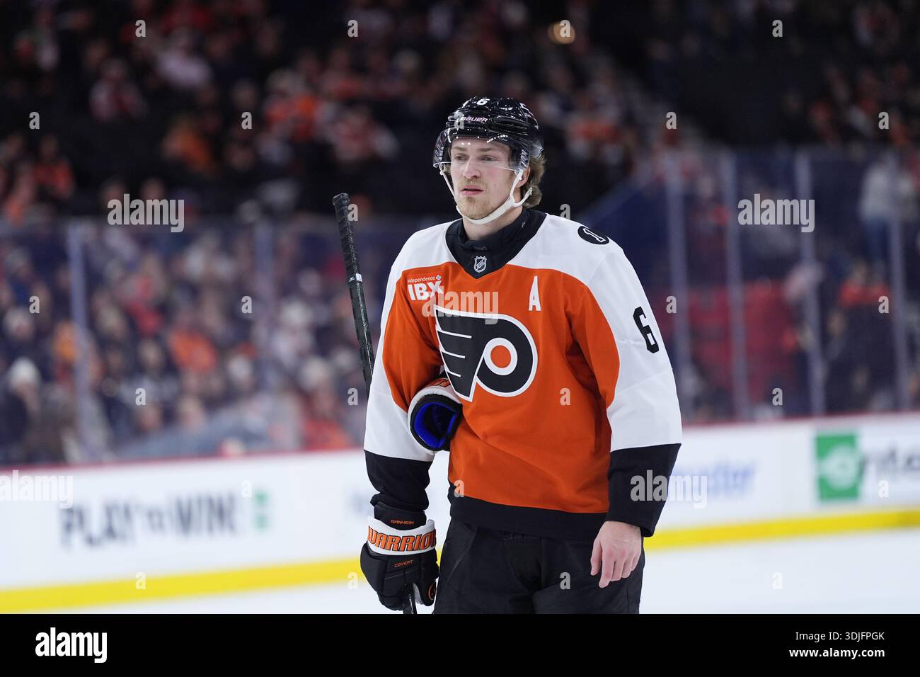 Philadelphia Flyers' Travis Sanheim plays during an NHL hockey game ...