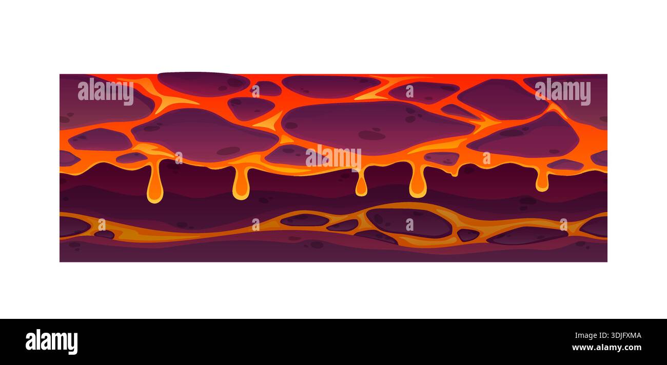 Game ground soil, cartoon underground glowing lava Stock Vector Image ...