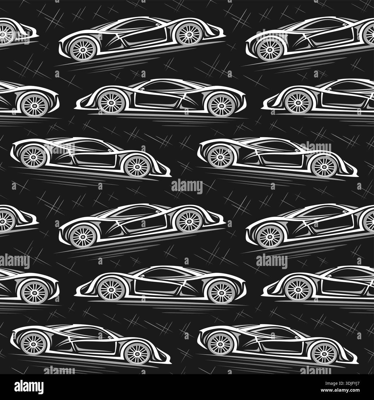 Vector Supercar seamless pattern, automotive background with clipart ...
