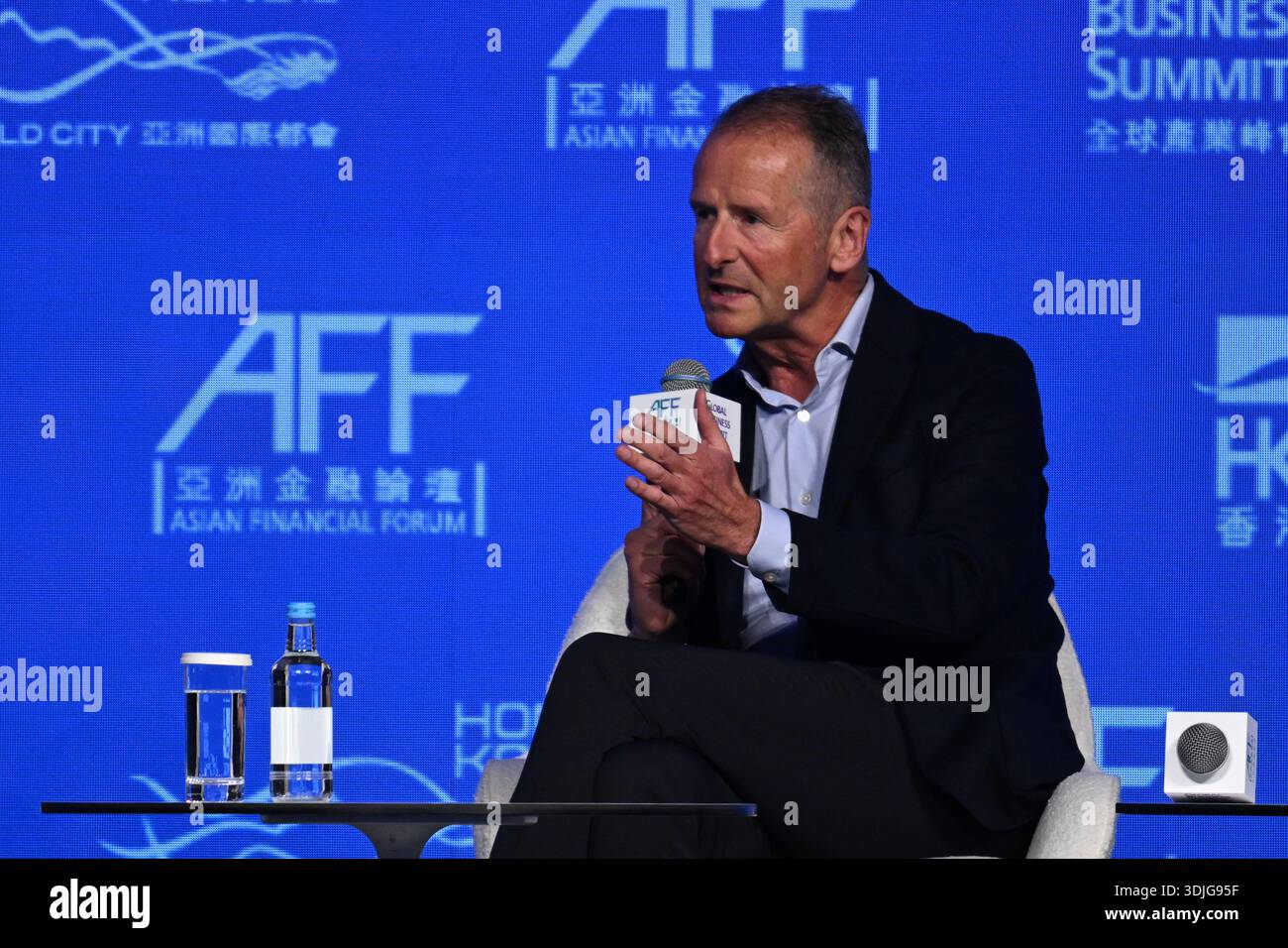 Herbert Diess, Chairman of Supervisor Board, speaking on the stage of ...