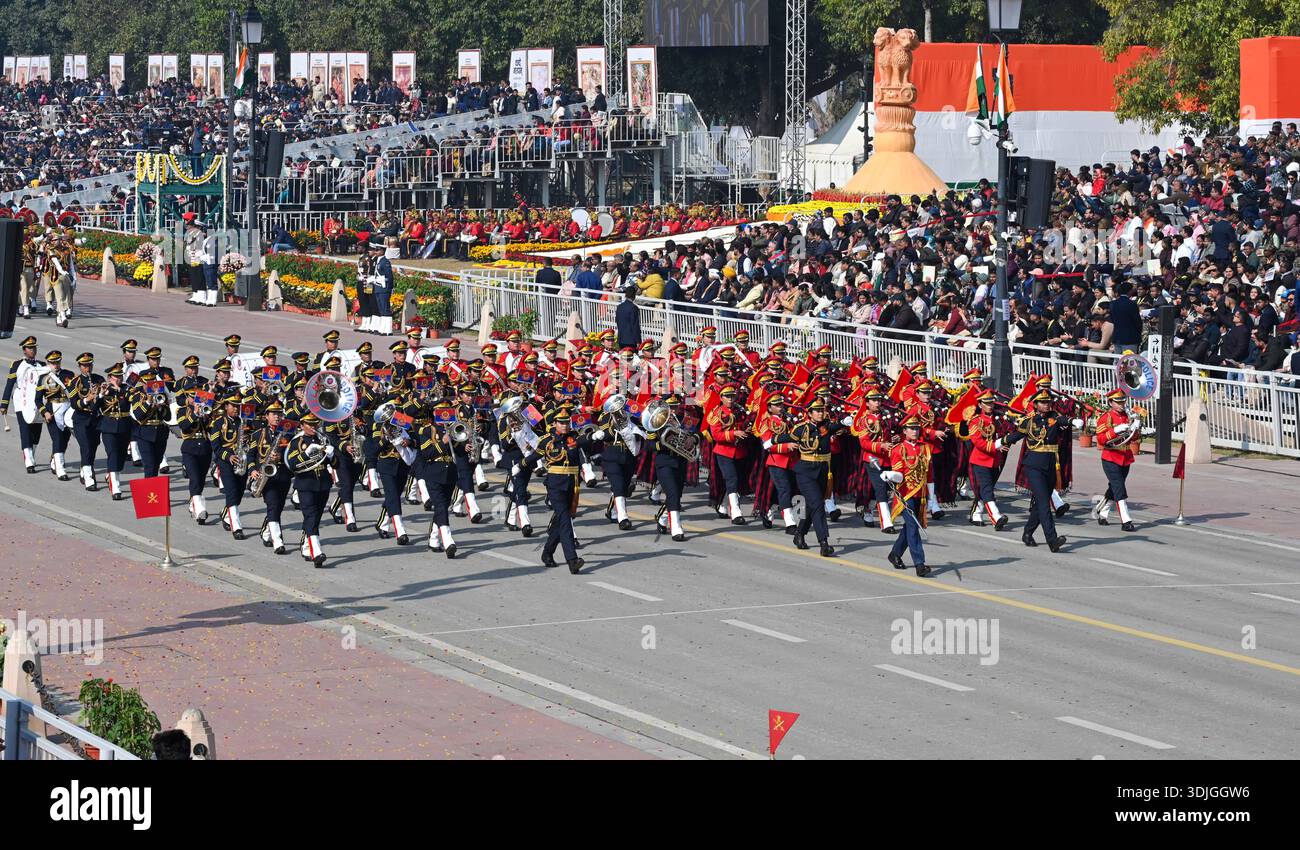 NEW DELHI, INDIA - JANUARY 26: Delhi Police Band contingent marches ...