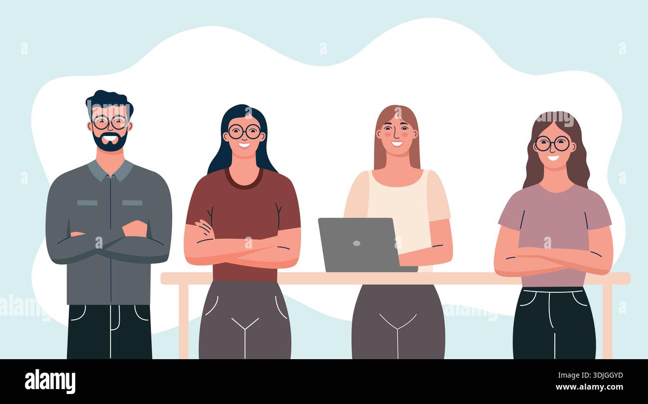 Smiling diverse employees colleagues Stock Vector Images - Alamy
