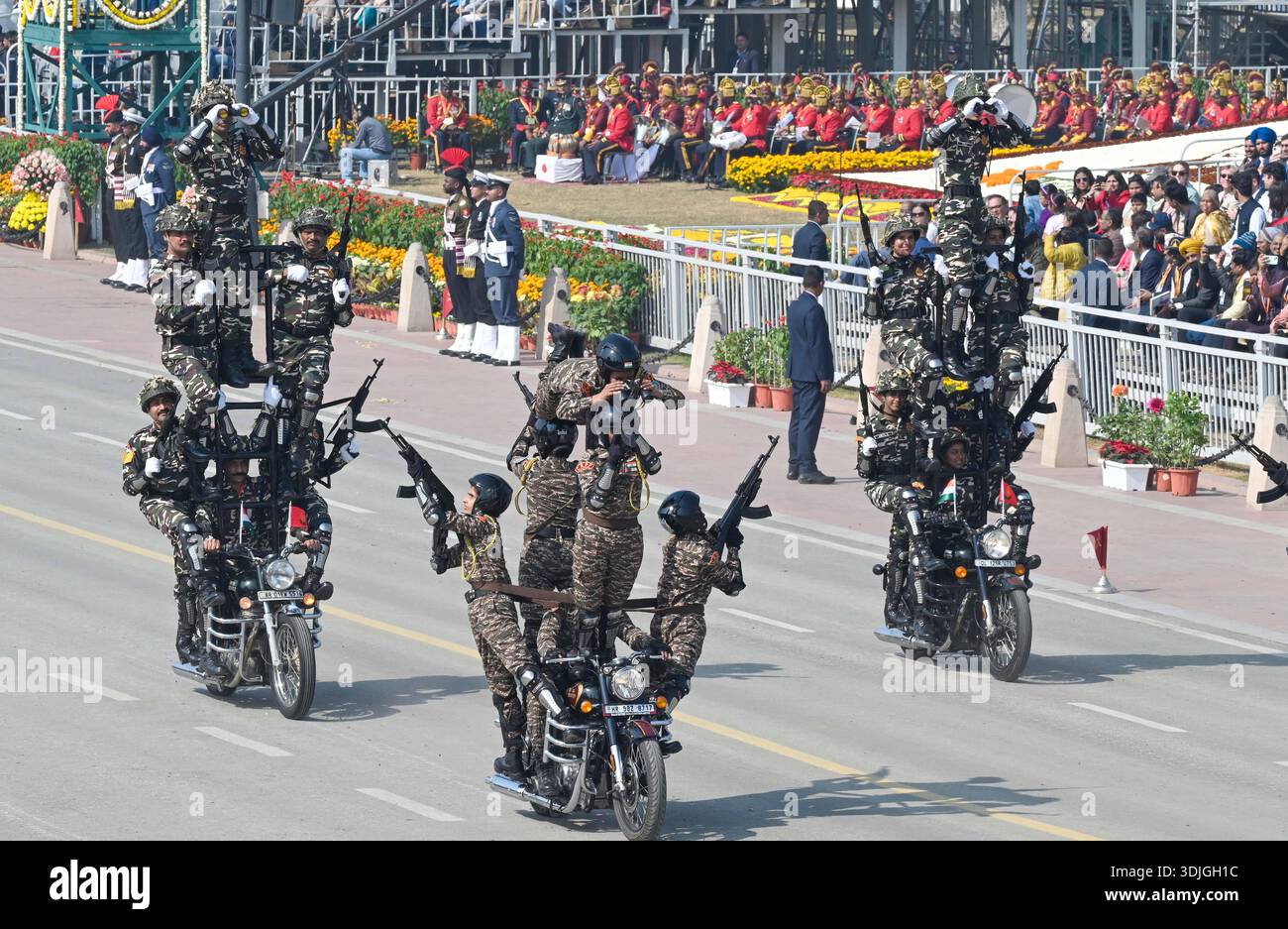 NEW DELHI, INDIA - JANUARY 26: SSB and CRPF personnel perform a ...