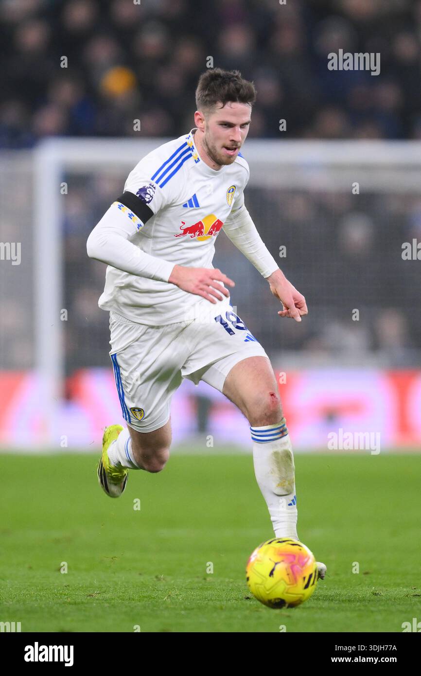 Leeds United's Anton Stach in action during the Everton v Leeds United ...