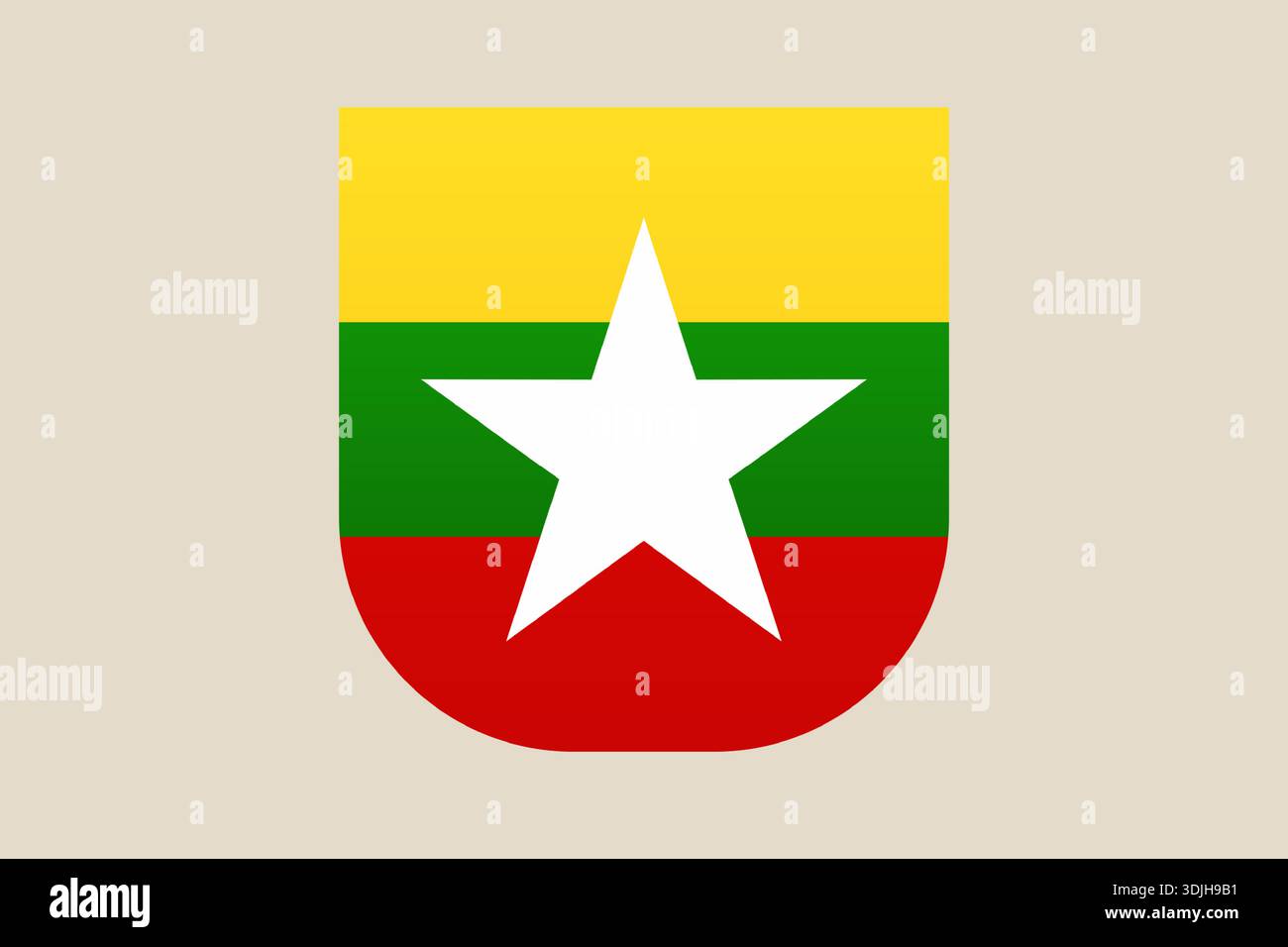 Myanmar national flag design presented as a modern shield icon ...