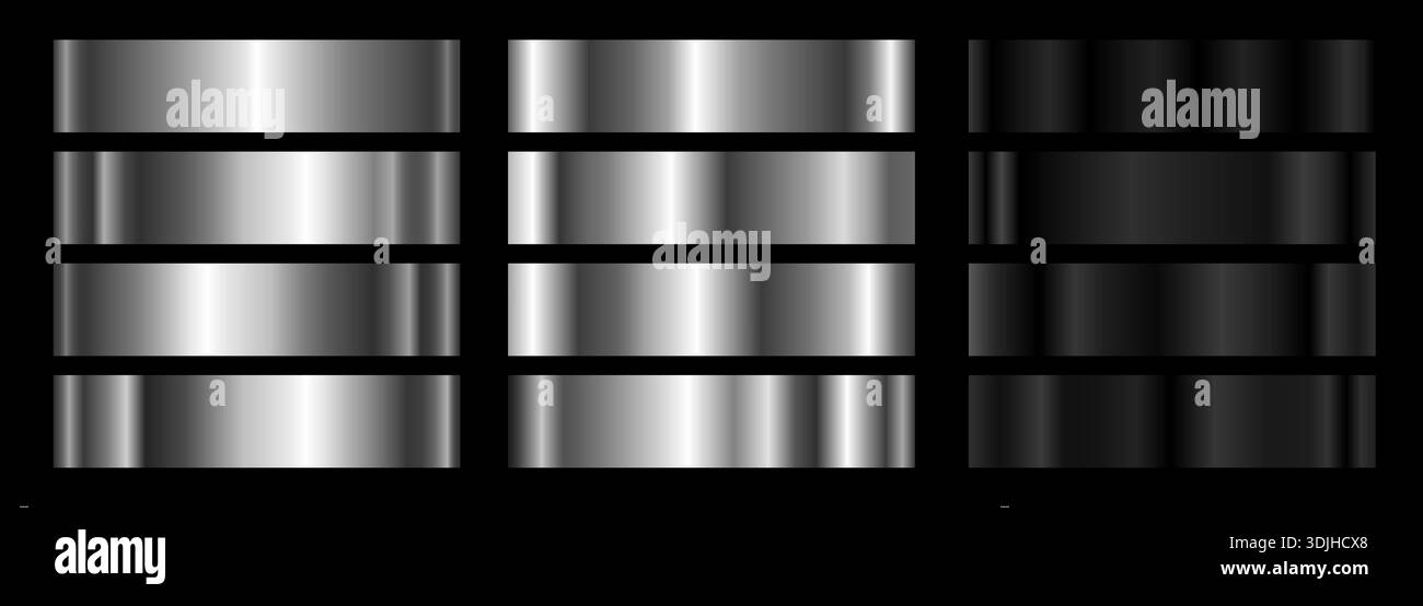 A set of silver and black metallic gradients. Vector collection of ...