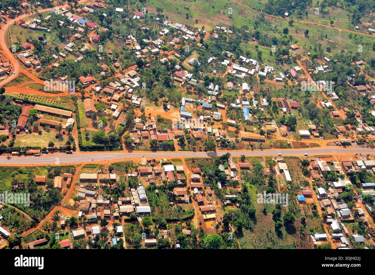 Aerial view of Entebbe Road and the surrounding urban developments ...