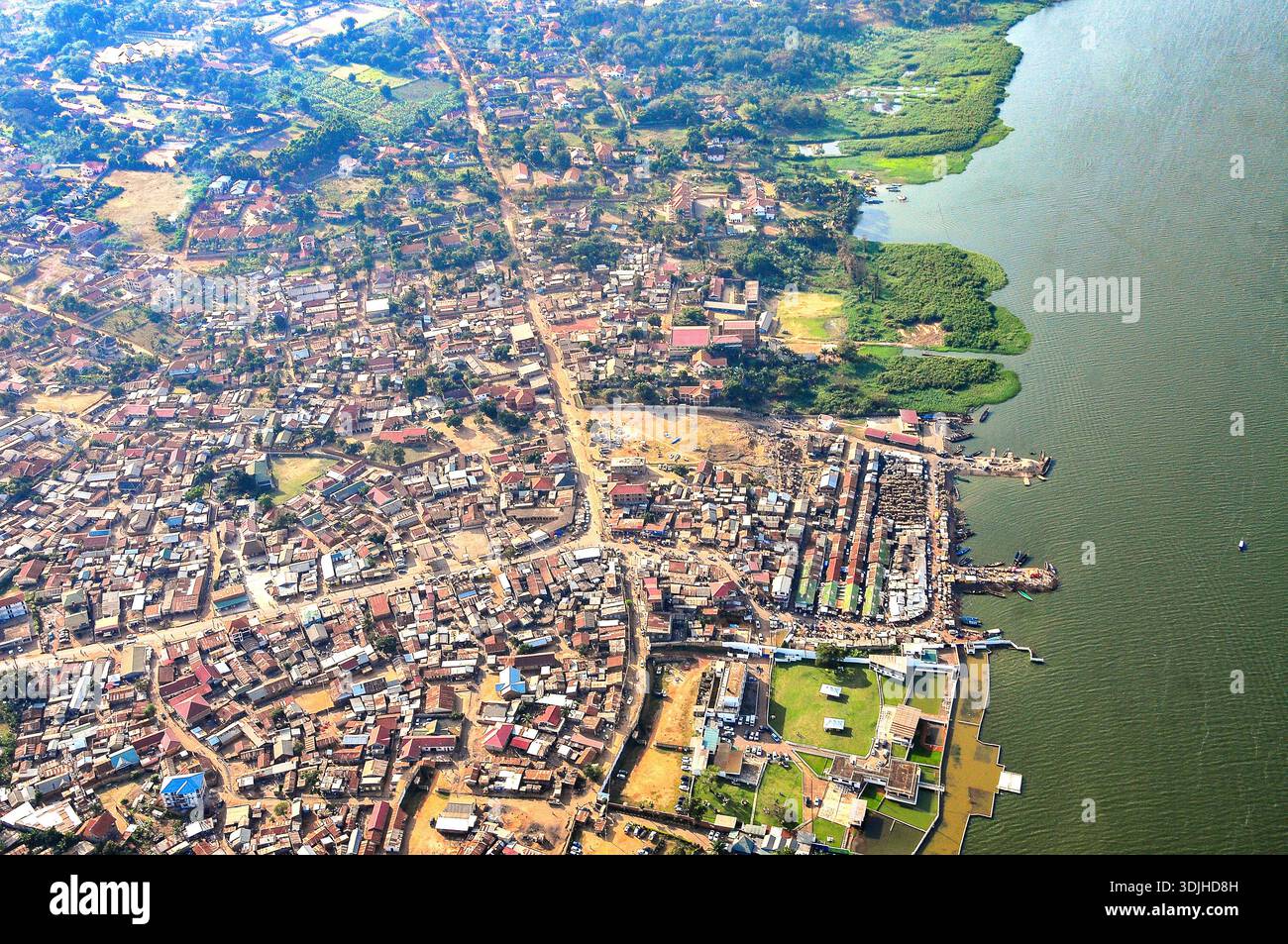 Aerial view of Ggaba Beach in Kampala, showing the vibrant lakeside ...