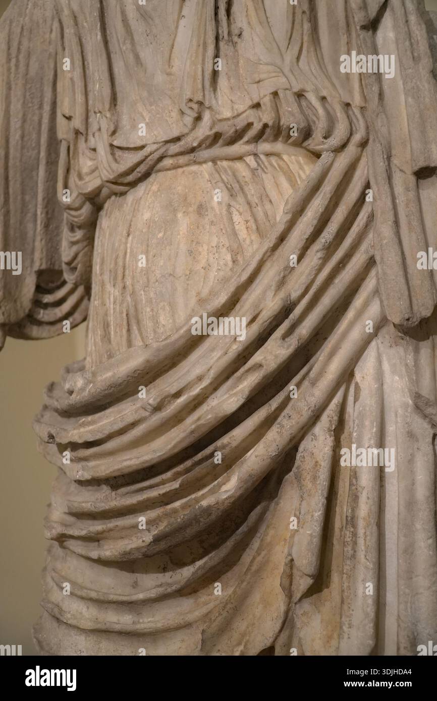 Statue of Athena detail. Close-up texture of ancient Greek marble ...