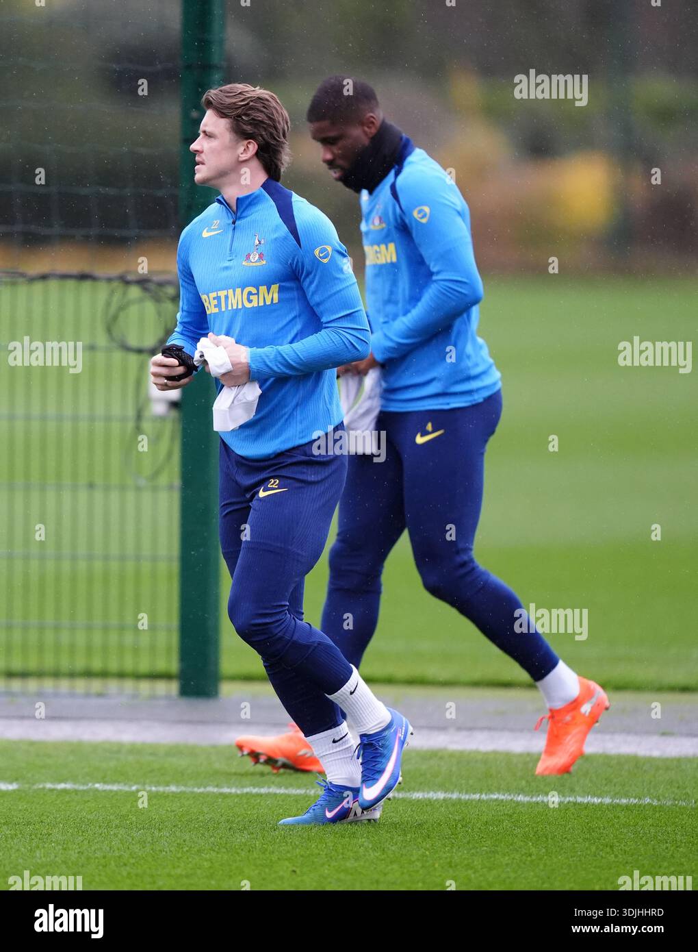 Tottenham Hotspur's Conor Gallagher and Kevin Danso during a training ...