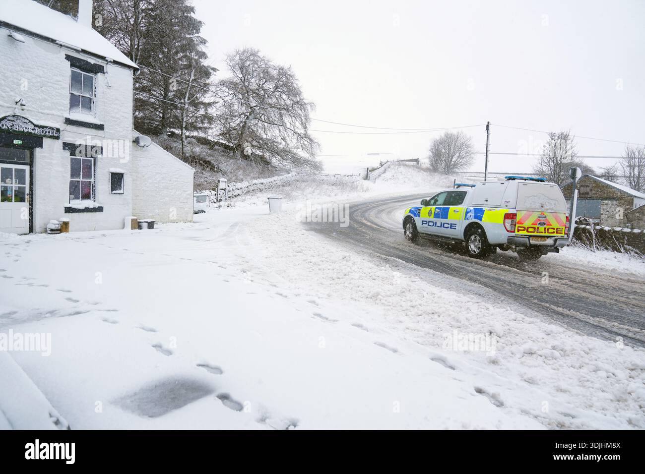Snow fall in Middleton-in-Teesdale, County Durham. Storm Chandra ...