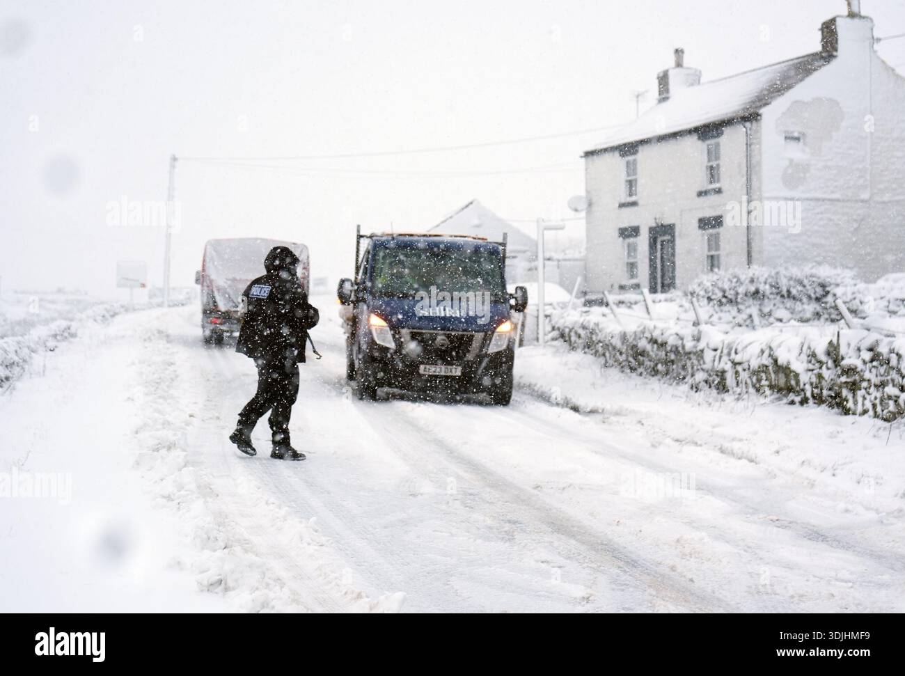 Snow fall in Middleton-in-Teesdale, County Durham. Storm Chandra ...