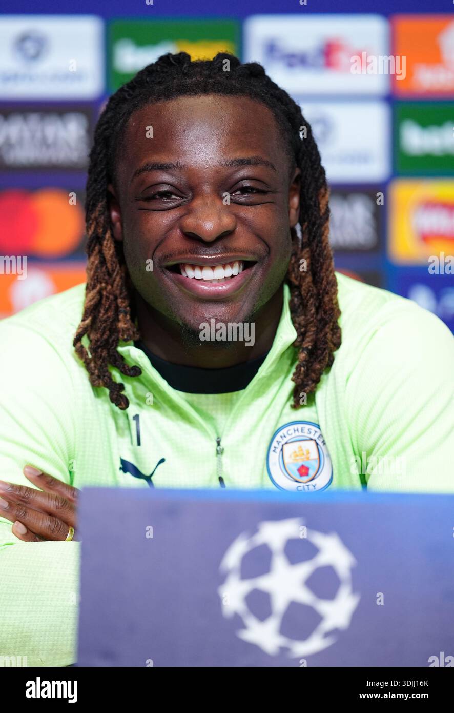 Manchester City's Jeremy Doku during a press conference at City ...