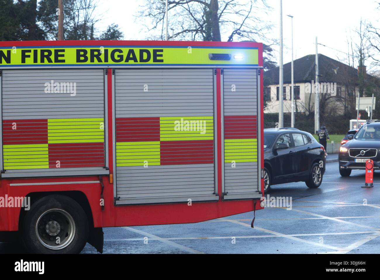 Dublin, Ireland - 27th January 2026: A fire brigade truck on a road in ...