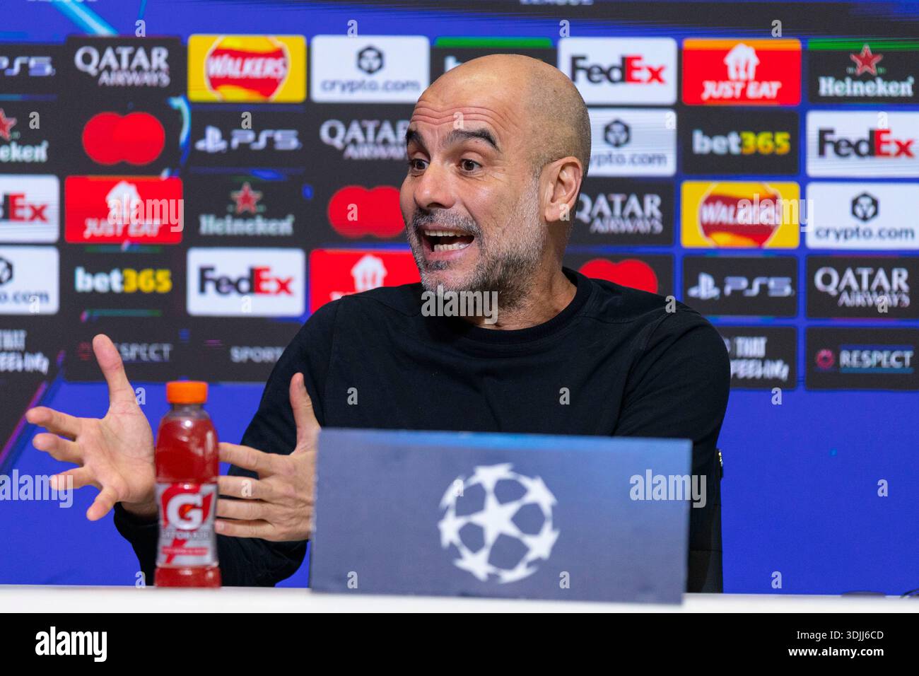 Pep Guardiola, During Manchester City Press Conference before the UEFA ...