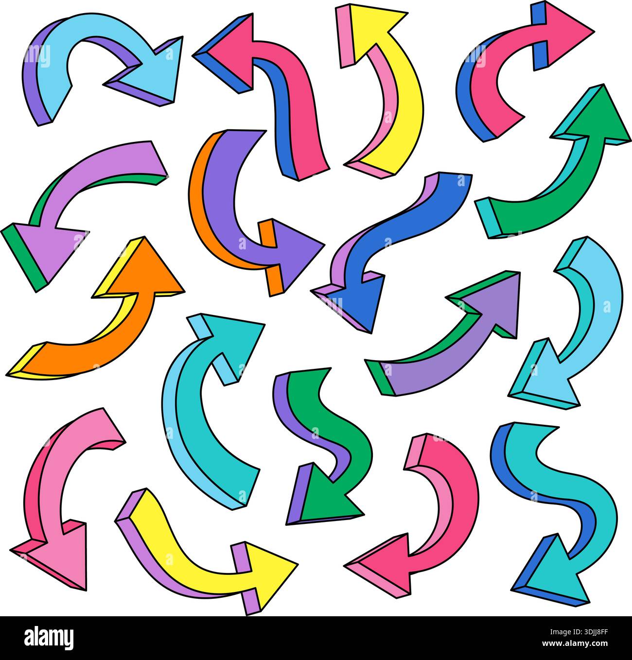 Colorful curved arrows. Vector arrows for kids design, education and ...