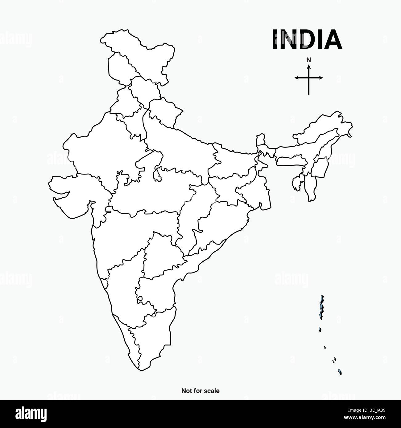 Political Map of India Showing States and Union Territories with Clear ...