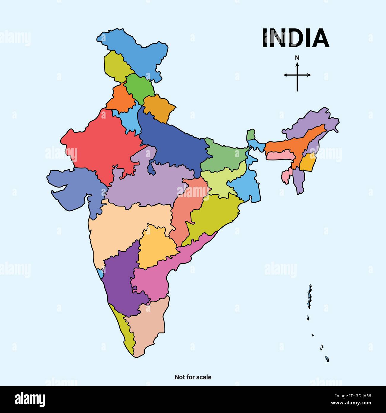 Political Map of India Showing States and Union Territories with Clear ...