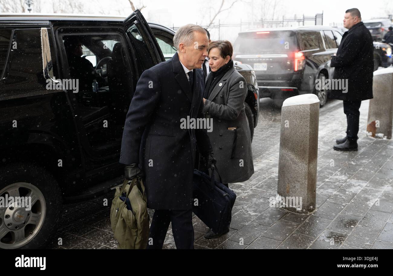 Prime Minister Mark Carney arrives on Parliament Hill ahead of a ...