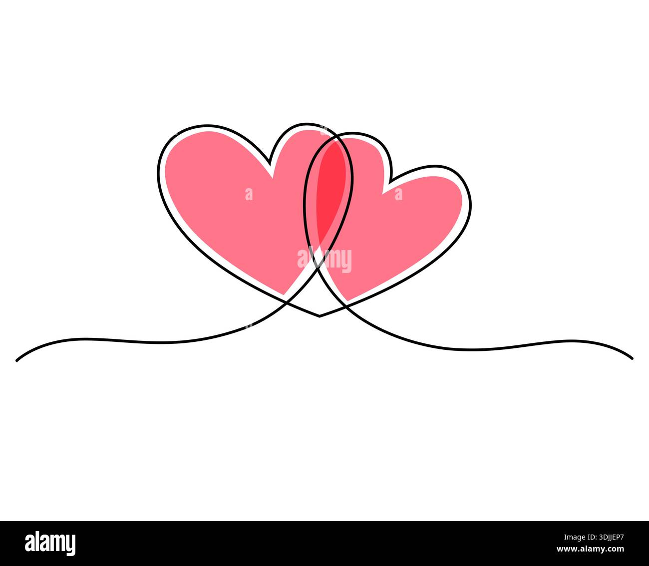 Hand drow one line heart Stock Vector Image & Art - Alamy