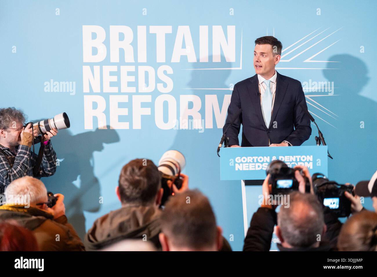 Matt Goodwin speaking at a press conference in the constituency after ...