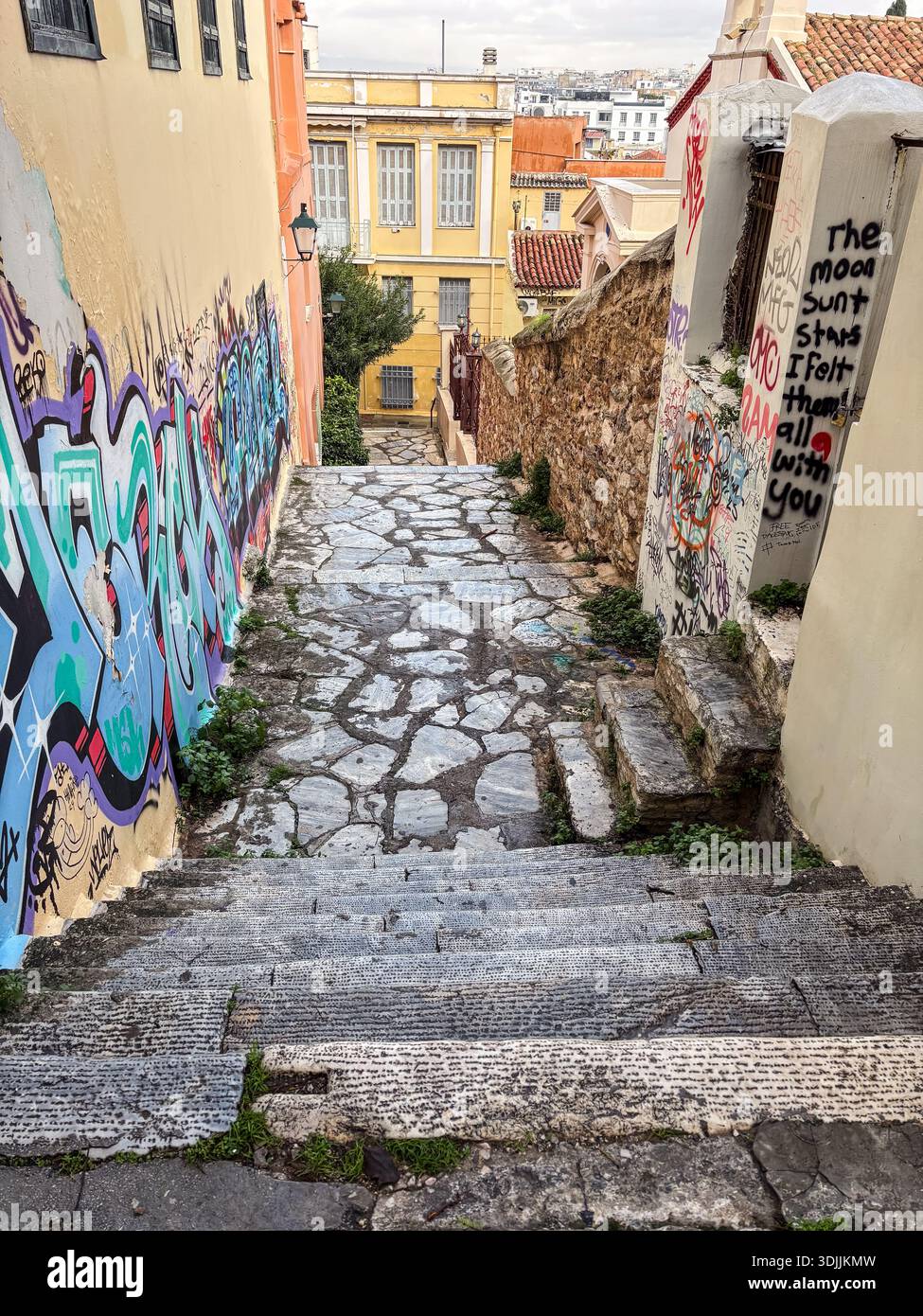 Mnisikleous stairs plaka hi-res stock photography and images - Alamy