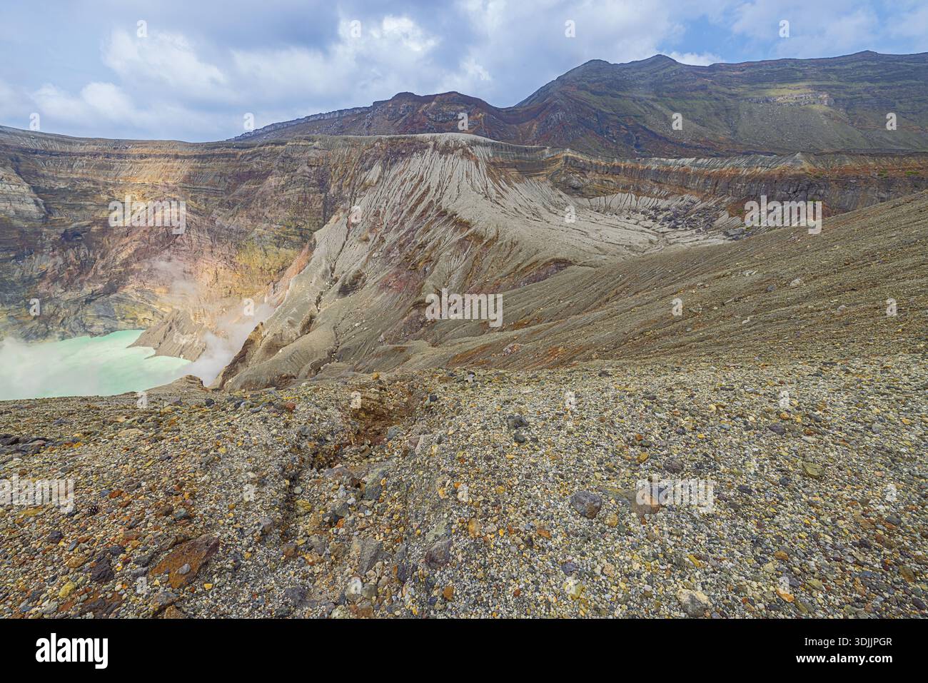 The caldera around Aso Nakadake Crater 2 of Mount Aso, the second ...