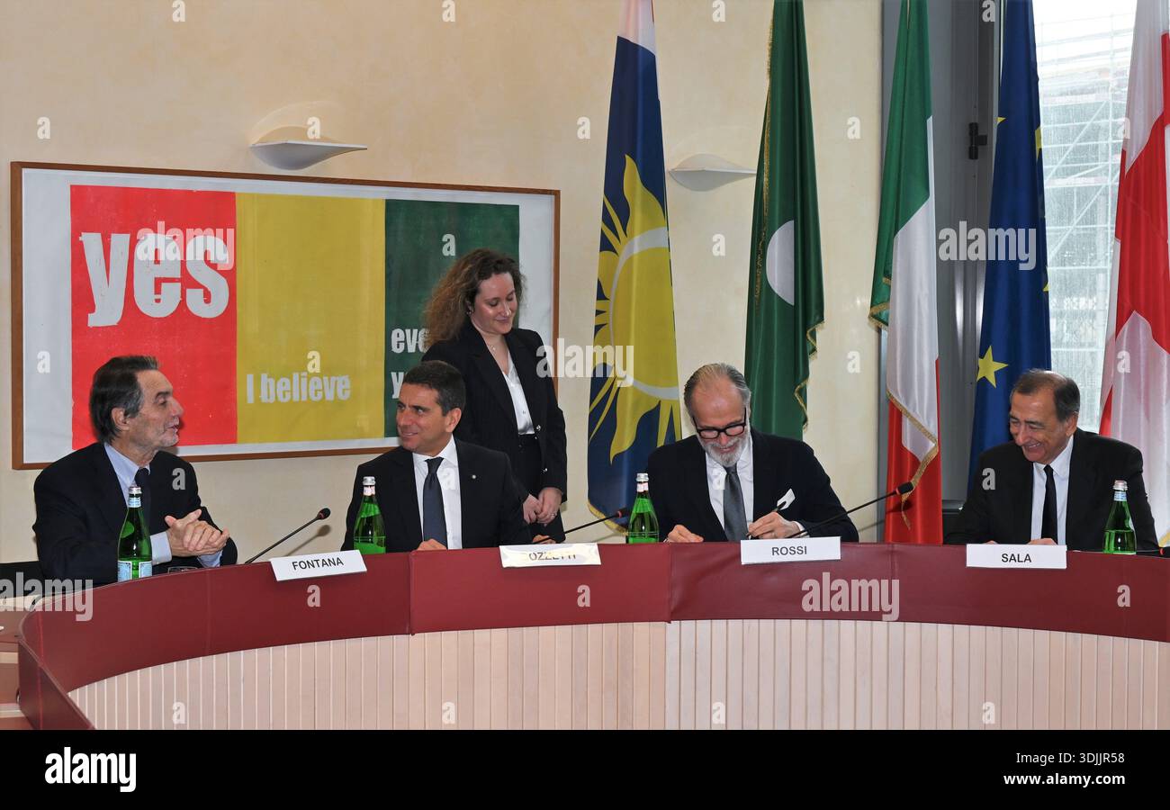 Milan, Italy Laying of the first stone of the new Rai Production Center ...