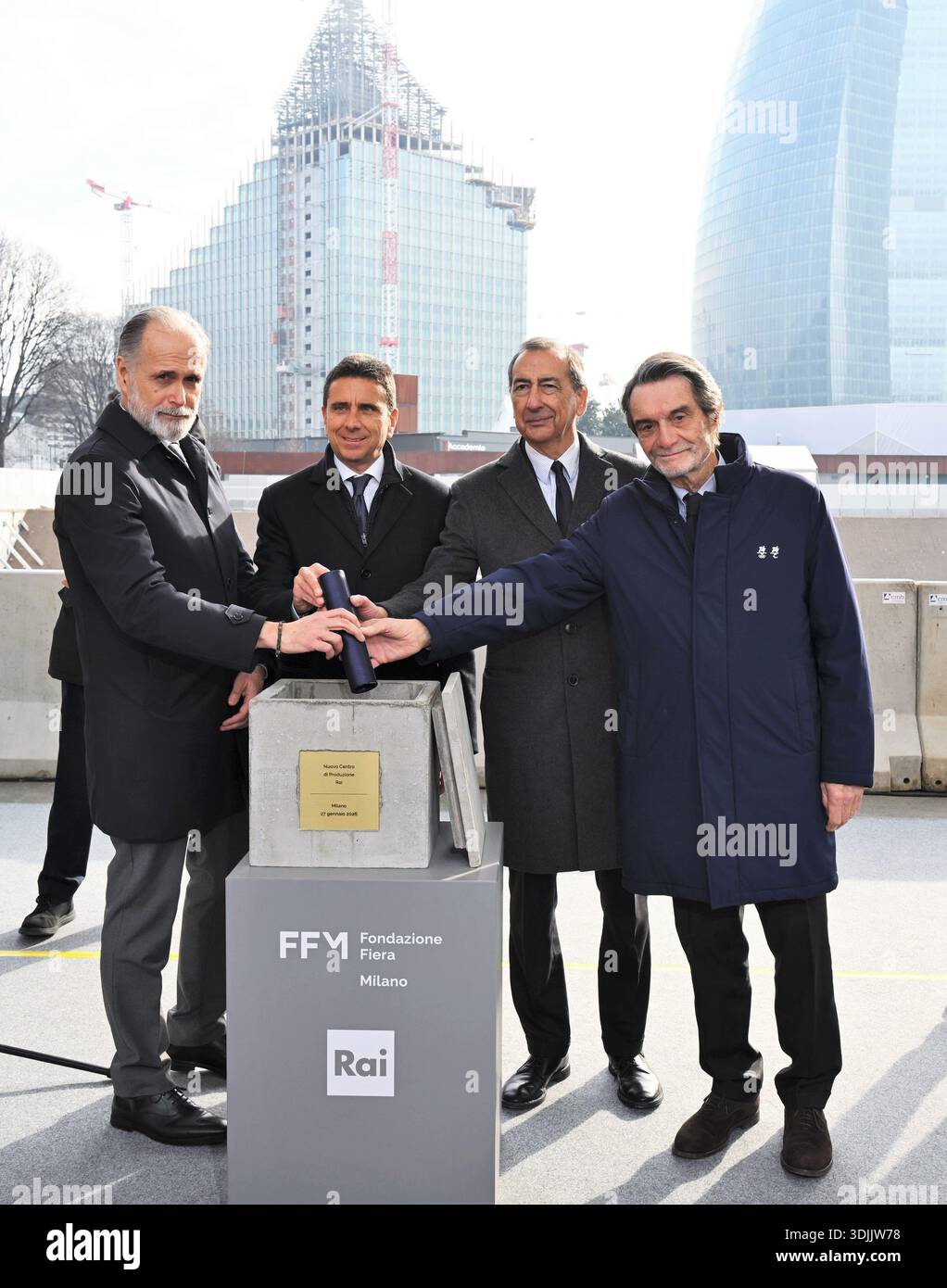 Milan, Italy Laying of the first stone of the new Rai Production Center ...
