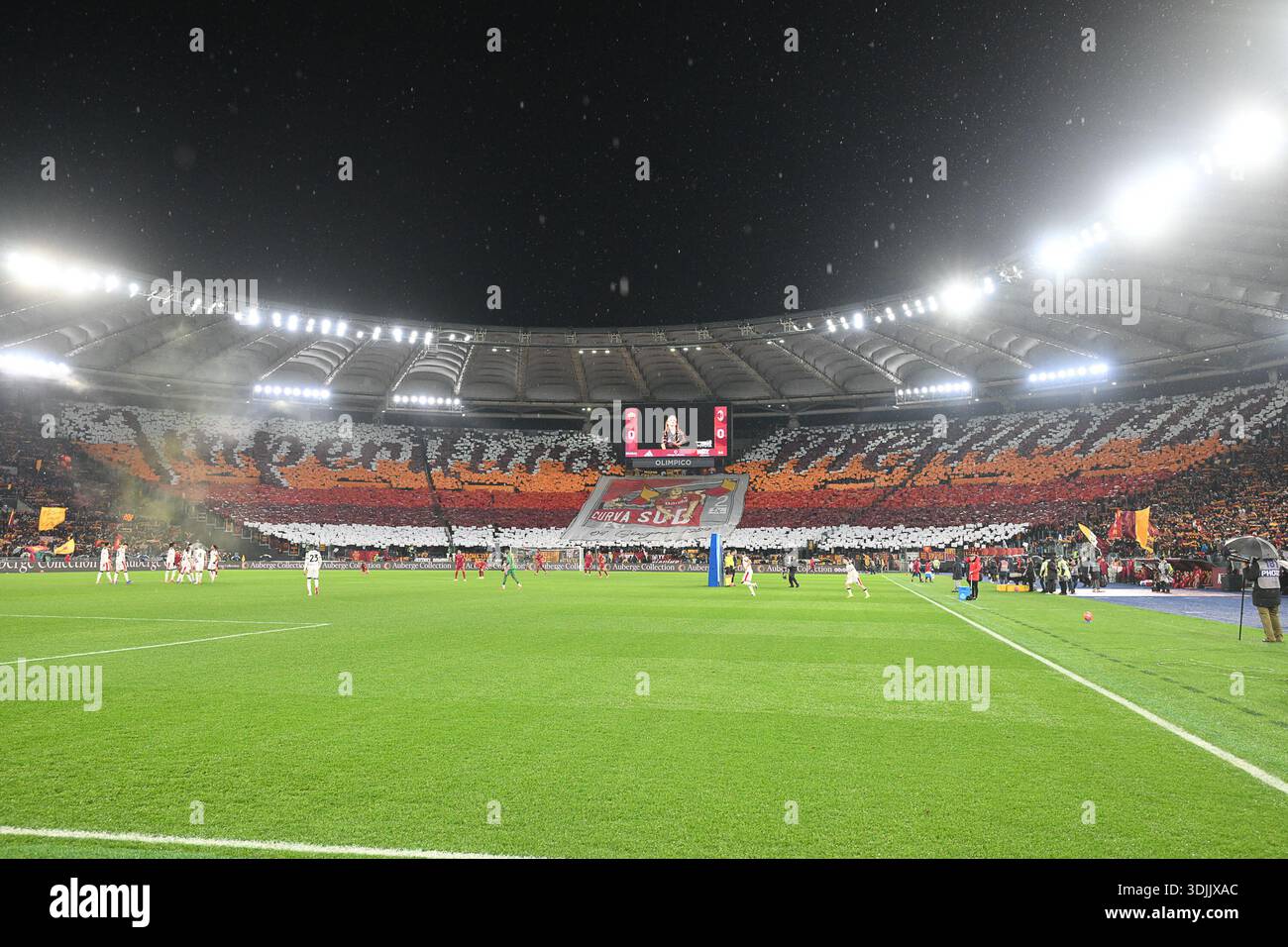 Roma fans display their choreography in the curva sud hi-res stock ...