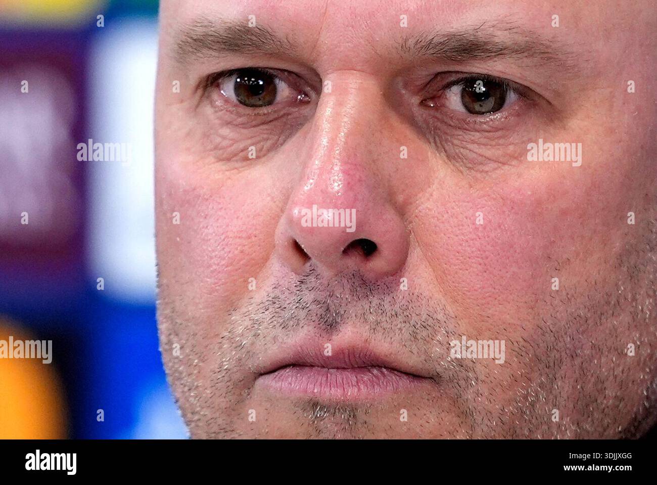 Liverpool manager Arne Slot during a press conference at Anfield ...