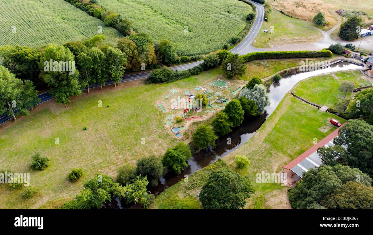 Aerial view of Calbourne Water Mill & Rural Museum, Isle of White Stock ...