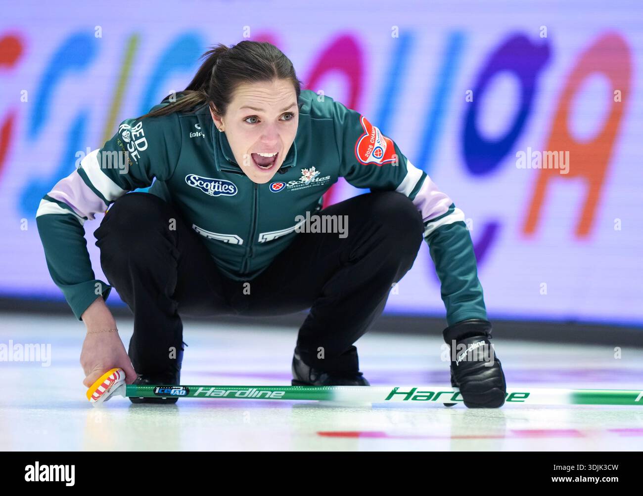Team Prince Edward Island skip Amanda Power yells while competing ...