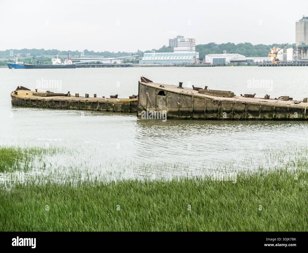 Concrete barges used by British soldiers for D-day use now in situ and ...