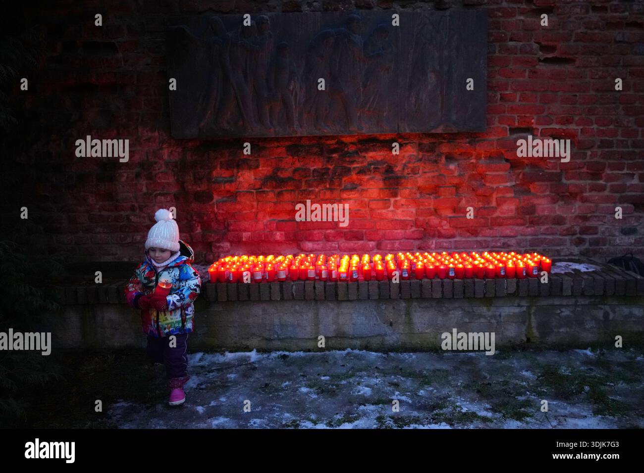 A young girl holds a candle during the International Holocaust ...