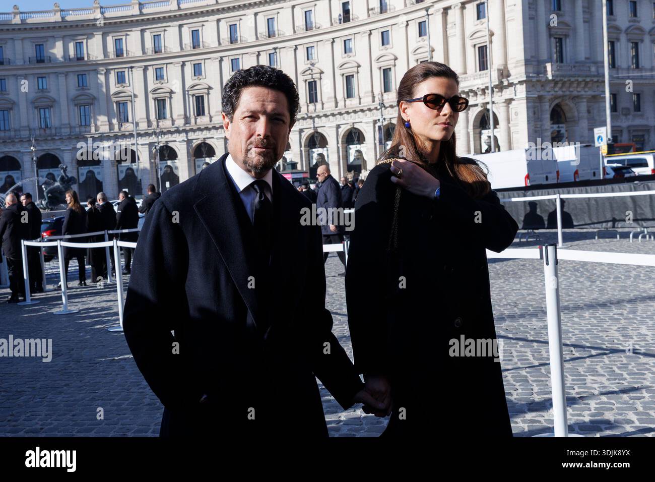 1/23/2026 Matteo Marzotto and Nora Shkreli arrive at the Valentino ...