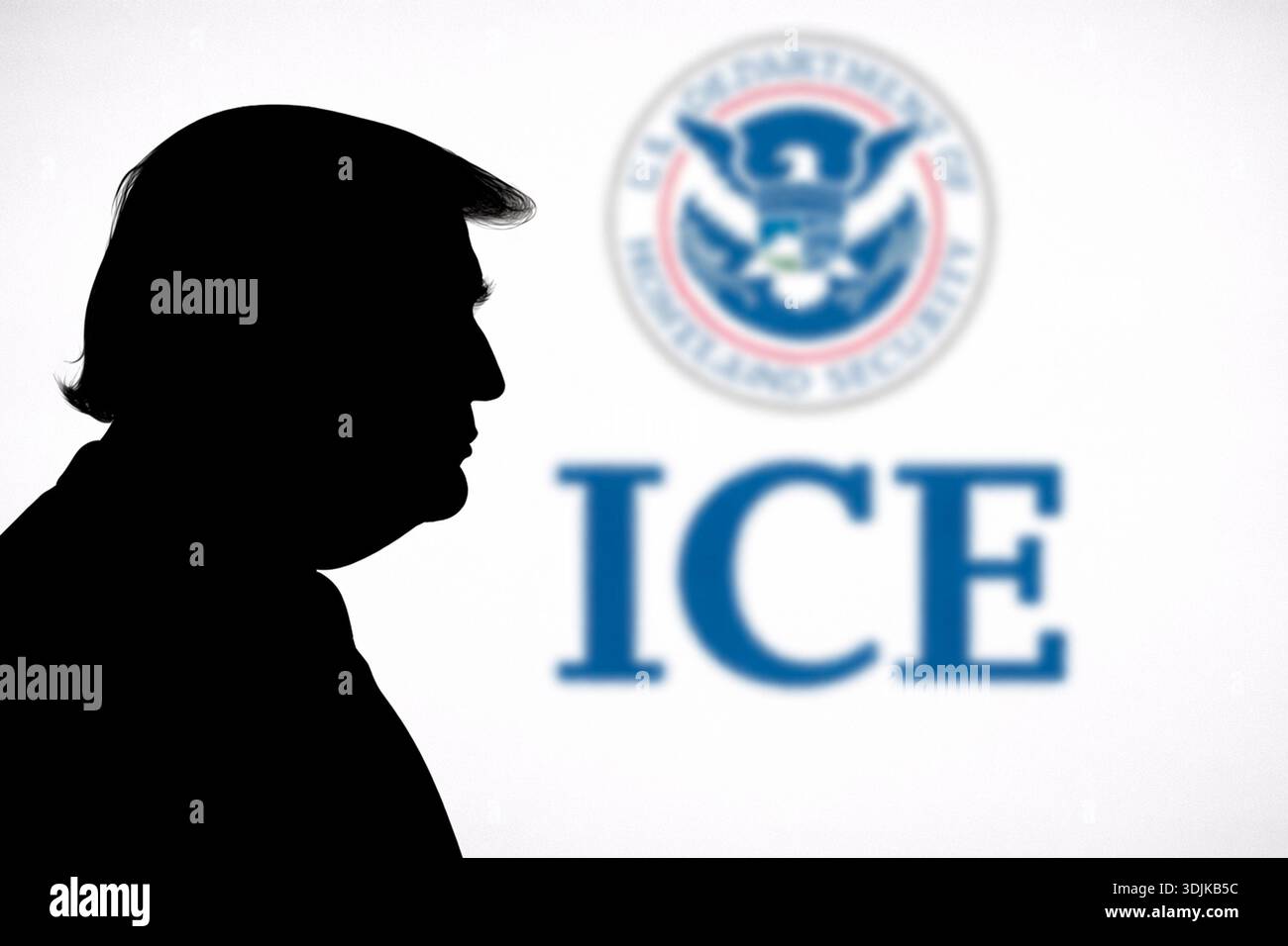 Conceptual political image featuring a black silhouette profile of ...