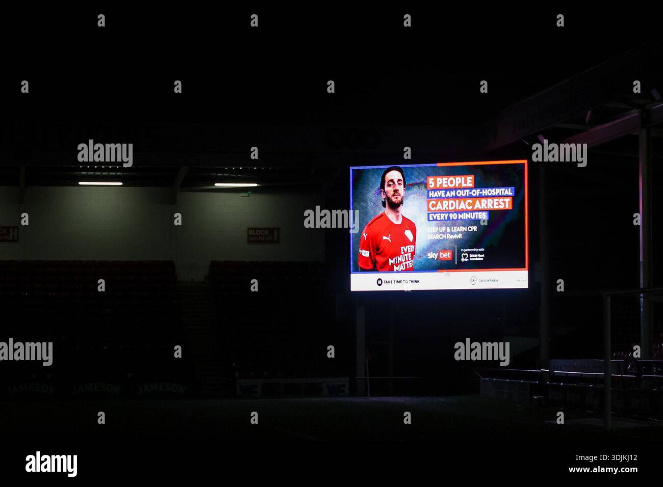 A general view at the ground showing signage ahead of kick off during ...