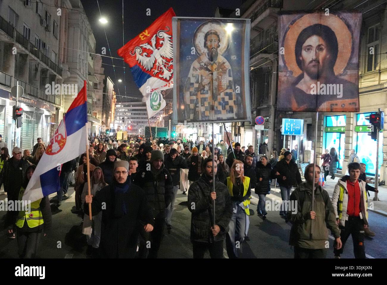 People attend a protest against a government crackdown on universities ...