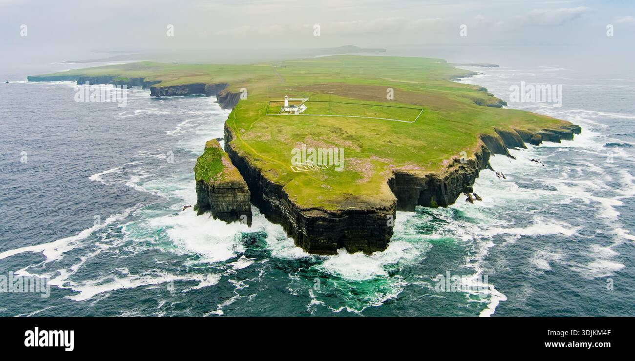 Aerial view of the Loop Head Lighthouse, located south-east of Kilkee ...