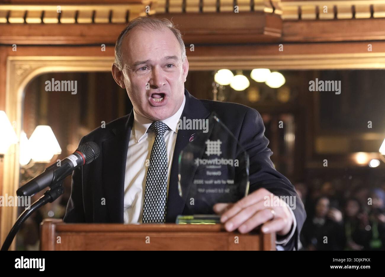 Sir Ed Davey with his Overall MP of the Year Award at the MP of the ...